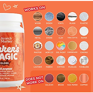 SCORCH MARKER - Maker’s Magic Sealer, All Purpose Glue, Waterbase Glue, Sealer, & Finish for Decoupage, DIY Crafts, & Art Projects, Craft Glue, w/Quickest Dry & Cure Time, Gloss Finish, 8Oz (1 Pack)
