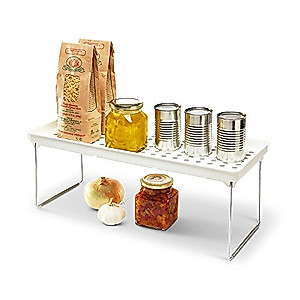 madesmart Large Stacking Shelf - Clear | CABINET COLLECTION | Organizer for Cabinet or Counter | Collapsible Legs for Storage | Non-slip Rubber Feet | BPA Free