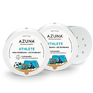 Azuna All-Natural Odor Remover Gel, Small Gym Bag | Air Purifier with Tea Tree Oil | Plant-Based & Long Lasting | For Smoke & Pet Odor | Athlete, 2 oz. (3 Pack)