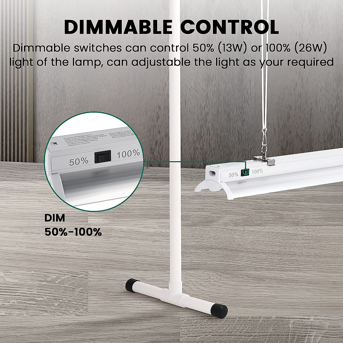 iPower 2 Feet LED Grow Light Stand Natural White Full Spectrum for Indoor Plant Starting Seeds and Propagating Cuttings, Height Adjustable