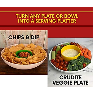 Chip and Dip Serving Set - Stick & Dip Salsa Serving Bowls Set of 3 with Fiesta Colors for Taco Party Dipping Sauce Bowls w/ Lids - Unbreakable Silicone with Suction Bottom for Guacamole or Queso