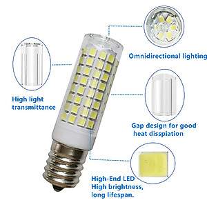 LED E17 Bulb - Dimmable Microwave Oven Bulb 8W Daylight 6000K 75W Halogen Equivalent Ceramic Body Intemediate Base LED Appliance Light AC110-130V Under-Microwave Stove Lamp 4-Pack