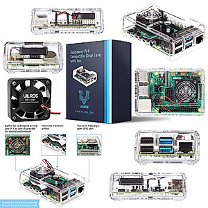 Vilros Basic Starter Kit for Raspberry Pi 4 with Fan Cooled ABS Case Includes Raspberry Pi Board and 7 Accessories (1GB, Clear Transparent Case)