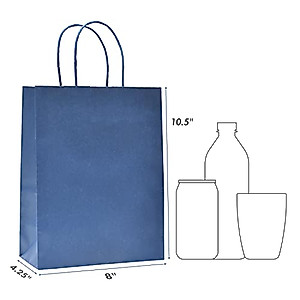 Nexmint Blue Gift Bags: 24 Pack Medium Paper Bags With Handle. Great Bags for Holidays, Graduation, Congratulations, Wedding, Birthday, Shopping, Party Favors, Treats, Goodies, Business Tchotchkes, Retail