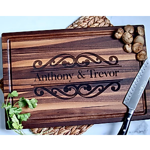 MODERN MADE DESIGNS Handmade Cutting Board, Personalized Bamboo, Walnut, Cherry or Maple Wood Engraved Boards USA Made, Customizable for Weddings, Anniversary, Housewarming, Kitchen Decor, Gift Idea
