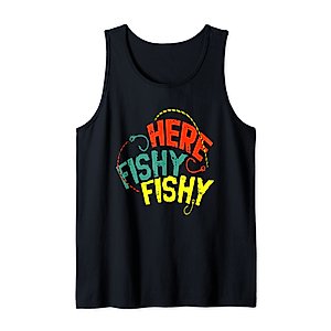 Here Fishy Fishy Hook Funny Fishing Fisher Fisherman Gift Tank Top