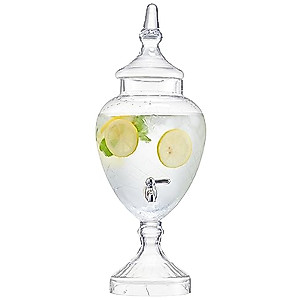 Fifth Avenue Crystal Beverage Dispenser for Countertop - 1 Gallon Large Glass Drink Dispenser w/Spigot & Lid - Party Drink Dispenser for Sweet Tea Lemonade Punch Water, Juice Dispensers for Parties