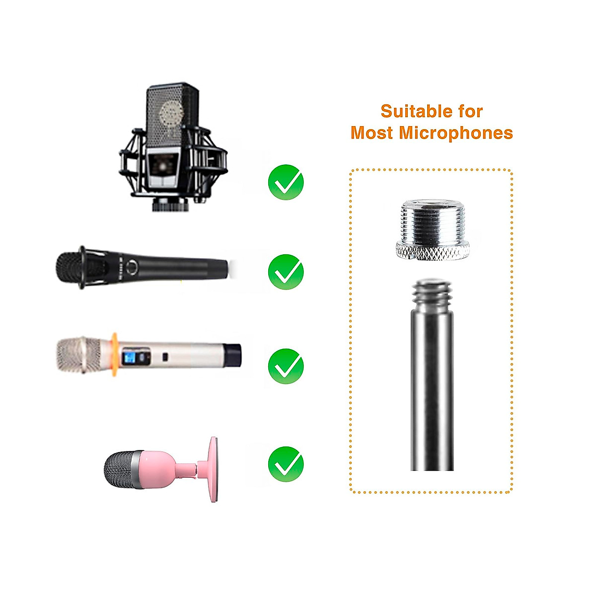 Microphone Stand, Cicano Mic Boom Arm Suspension Scissor with Shock Mount, Mic Clip Holder Upgraded Desk Clamp for Blue Yeti Snowball Ice and Other Mics Pink