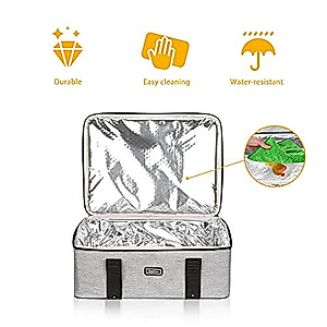 Isulated Lunch bag Insulated Casserole Carrier for Picnic Potluck Beach Day Trip Camping Hiking Cooler Bag Gray Tote