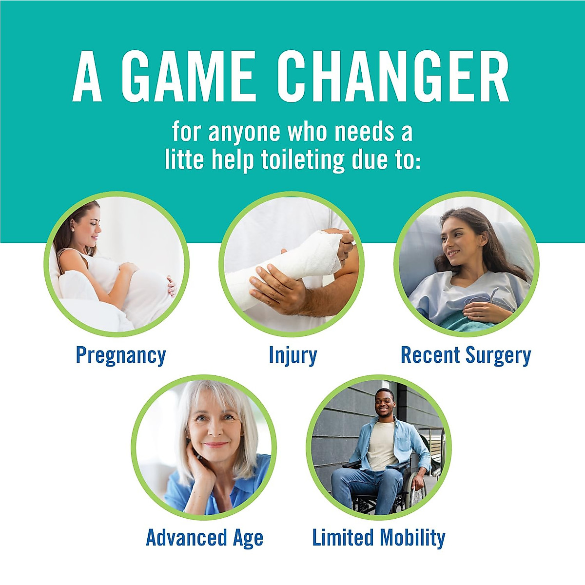 Juvo Travel Toilet Aid | Portable Personal Cleaner for Wiping | 17" Long Reach Comfort | Trigger Release | Sanitary Tip Cover (TTA01)