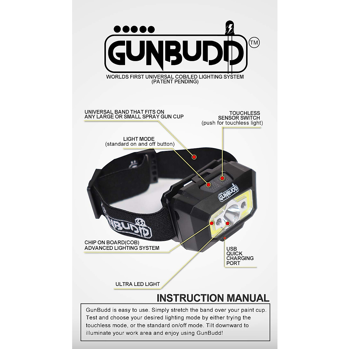 GunBudd Universal Automotive Spray Paint Gun COB/LED Ultra Lighting System