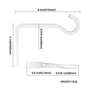 6 inch Plant Hanger Wall Hooks for Hanging Bracket Lanterns Coats Heavy-Duty Metal Hooks for Plant Hangers Flower Basket Lights and Artworks Home Decor Indoor & Outdoor 2 Pack Screws Included