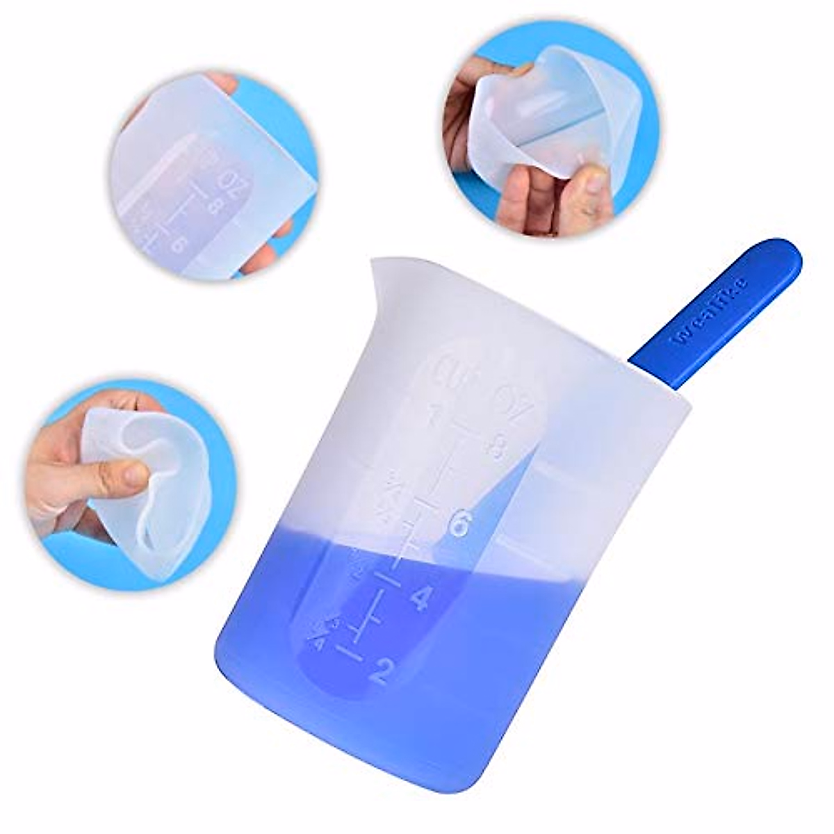 Silicone Measuring Cups for Epoxy Resin,1PCS 8oz Graduated Silicone Cup,4PCS 100ml Mixing Cups,2PCS Silicone Stire Sticks,for Epoxy Molds,Tumbler Making,Acrylic Paint Pouring Accessories