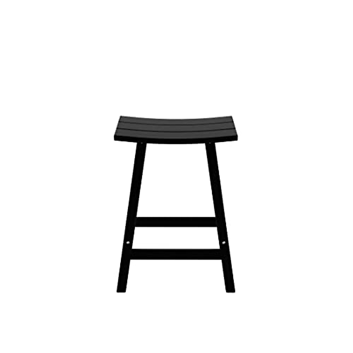 WO Home Furniture Saddle Stool 24"-Inch Adirondack HDPE Backless Patio Kitchen Counter Stool Seat (Black)