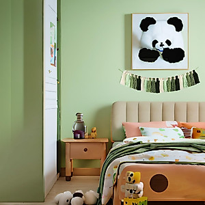 Christmas Tassel Garland with Wood Bead Jungle Leaves Garland Banner for Classroom Party Nursery Kids Bedroom Room Wall Birthday Baby Shower Wedding Decor (E)