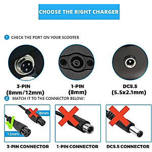 BXIZXD 24V 1.5A Charger for Razor Electric Scooter, Standard 3-Prong Inline for Razor E100 E300 E125 E150 E500 E175 PR200, MX350 E225S E325S, Pocket Mod, Sports Mod, Dirt Quad, Motorcycle Dirt Bike