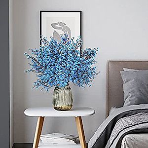 IVITA 6 Pcs Babys Breath Artificial Flowers Blue Bulk Real Touch Faux Silk Gypsophila Bouquet Fake Plastic Plants Decor for Home Wedding Bouquets Floral Arrangement Party Table Centerpieces