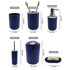 6 Pcs Bathroom Accessories Set, Toilet Brush, Soap Dish, Trash Can, Toothbrush Cup, Soap Dispenser, Bathroom Accessory Set