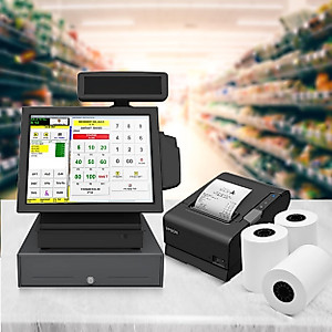 TThermal Printer Receipt Paper Rolls for Cash Registers and POS Print Paper Systems 3-1/8" X 230' - 48 GSM 50 Rolls Comaptible with Square, Clover, Epson Tmt88, Tsp and More