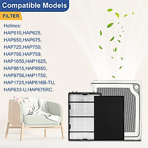 HAPF600 HEPA Filter Replacement for Holmes HAPF600 Air Puri-fier, 4 HEPA Filter + Carbon Pre-filters, Part#HAPF600 HAPF600D HAPF600D-U2 HAP615 HAP625 HAP650 HAP725 HAP750