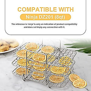 Air Fryer Rack Compatible with Ninja Dual Air Fryer, Food Safe Stainless Steel Multi-Layer Dehydrator Rack Toast Rack Accessories Compatible with Ninja DZ201 DualZone Air Fryer