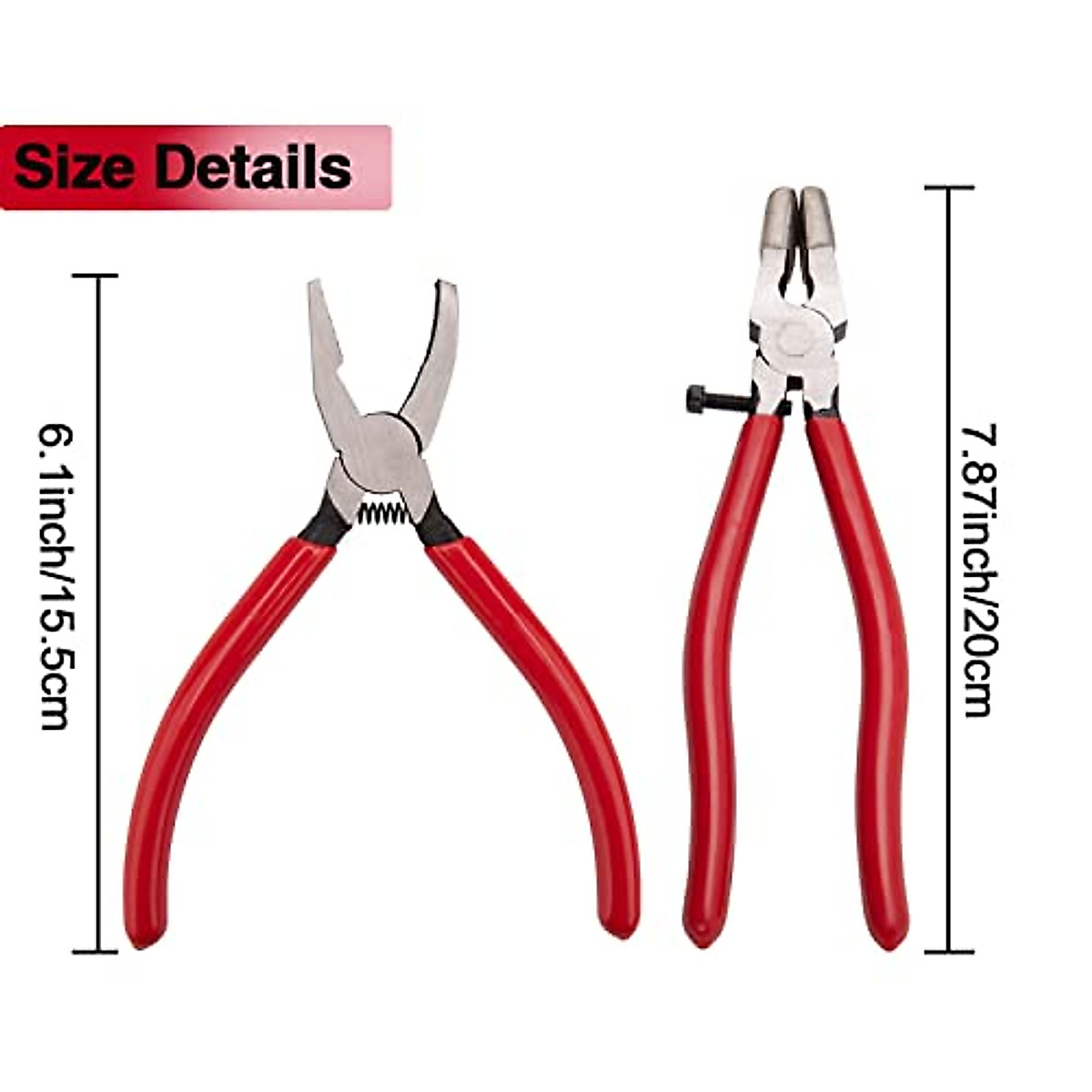 3PCS Heavy Duty Glass Running Pliers and Breaker Grozer Pliers Oil Feed Glass Cutter Set with Rubber Tips,Stained Glass Cutting Tool Kit for Key Fob Hardware Install and Stained Glass Work