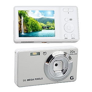 Digital Camera, 56MP 4K Video Camera with 2.7inch 20X Digital Zoom Autofocus, Compact Point Shoot Portable Small Camera with Built in Flash for Teens Students Boys Girls Seniors (Silver)