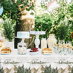 Gupesxu Adventure World Awaits Tablecloth - Travel Themed Table Decorations Disposable Exploration Travel Plastic Tablecloth for Baby Shower Birthday Graduation Retirement