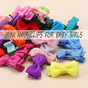 Baby Hair Clips Bows for Girls Mini Fully Lined Baby Bows Grosgrain Ribbon 1.2" Tiny Hair Bows Clips for Baby Girls Infant Fine Hair 40PCS (20Colors in Pairs)
