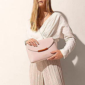 KATIE LOXTON Dani Tortoiseshell Womens Medium Vegan Leather Handbag Purse Clutch Dusty Pink