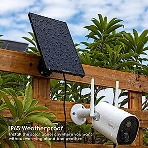 COOAU Solar Panel for Outdoor Security Camera, Waterproof Solar Panel with 10ft USB Cable Compatible with DC 5V Rechargeable Battery Camera, Continuous Power Supply for Security Camera (No Camera)