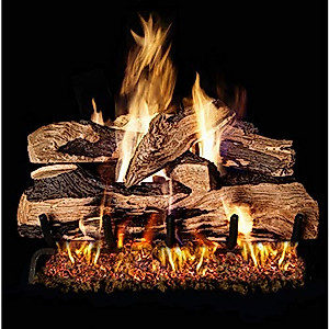 Peterson Real Fyre 30-Inch Split Oak Designer Plus Gas Log Set with Vented Natural Gas G4 Burner - Match Light