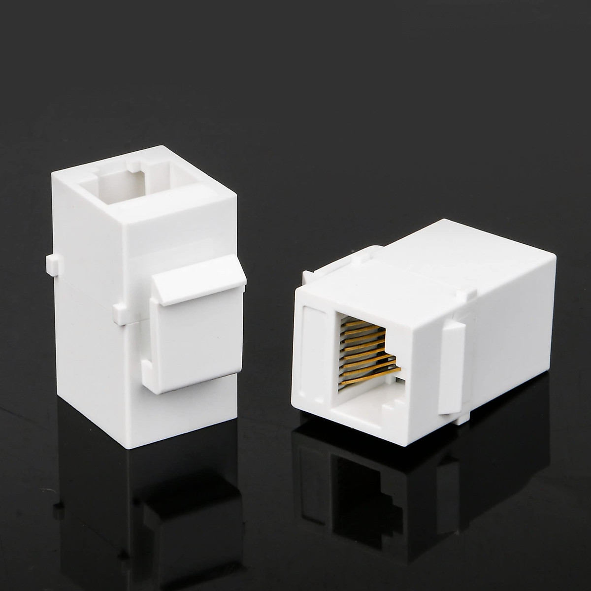 RDEXP Cat6 RJ45 Ethernet Inline Jack Coupler Keystone Female to Female Adapter Plug Set of 100