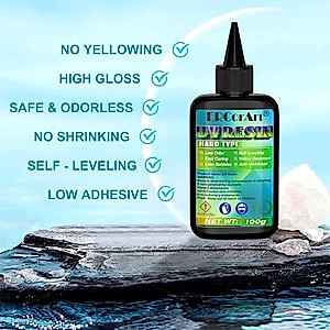 UV Resin - 200g Crystal Clear UV Resin Kit, UV Glue with Glitter, Solar Cure Sunlight Epoxy Resin, Fast Curing UV Resina for Jewelry Making, Earring Pendant, Craft Decoration DIY - Each 100g