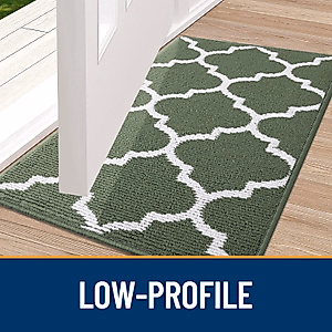 OLANLY Indoor Door Mat, 32x20, Non-Slip Absorbent Resist Dirt Entrance Mat, Washable Low-Profile Inside Floor Mat Doormats for Entryway, Green
