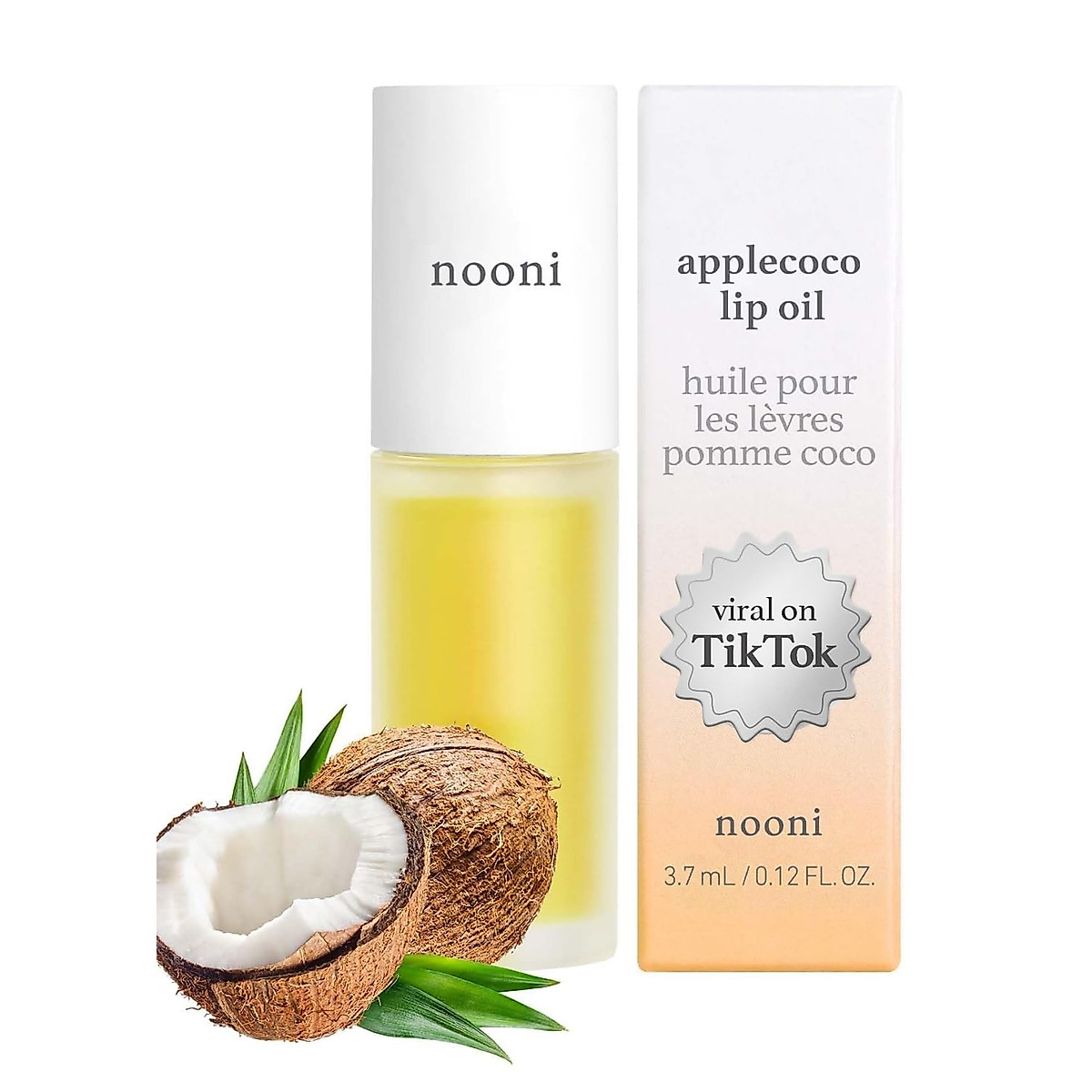 NOONI Vegan Appleseed Lip Oil - Applecoco | Long-Lasting, Moisturizing, Plumping, Revitalizing for Dry Lips, Waterproof, No Peel Off, Korean Tint, Valentine Day Gifts, 0.12 FL Oz