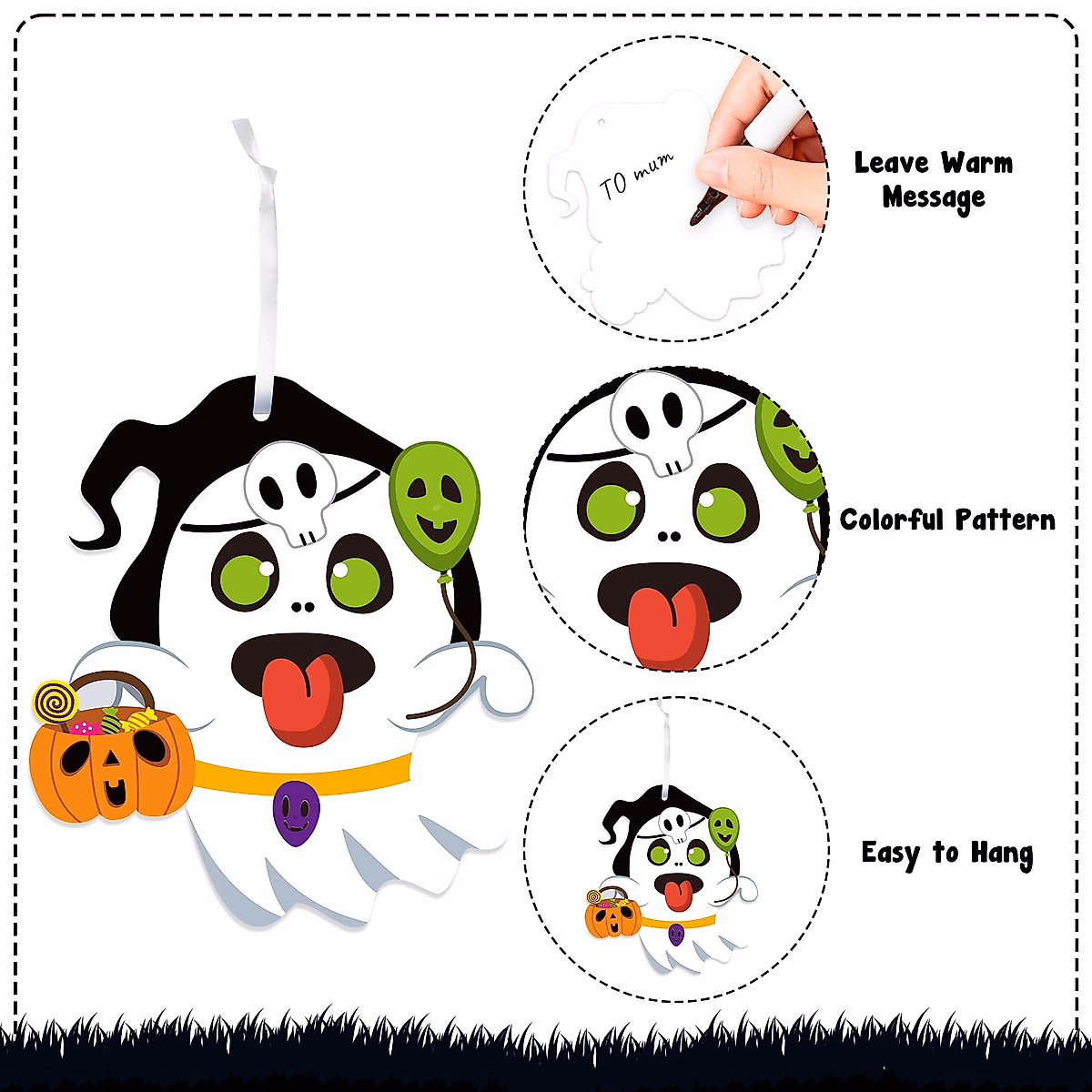 WATINC 123pcs Halloween Monster Crafts Kits for Kids, Halloween Hanging Ornaments DIY Make Your Own Monster Set Art, Halloween Handcraft Home Classroom Game Activities Party Favors Tree Decoration
