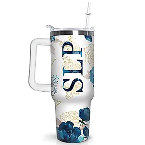 qoepfnsh Speech Therapy Tumbler with Handle SLP Travel Coffee Mug Cups Speech Language Pathology Tumblers with Lid and Straw Stainless Steel Insulated Speech Pathologist Therapist Gifts for Women