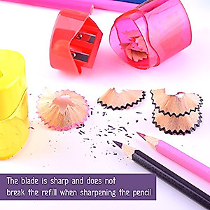WXJ13 4 Colors Double Hole Manual Pencil Sharpener with Cover for Office and School, Pack of 12