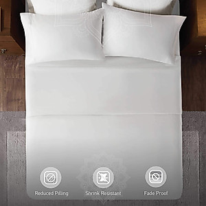 Hyde Lane King Sheets - 1000 Thread Count Luxury Cotton, Deep Pocket Fitted Sheet Set, Soft & Breathable Sateen Weave, Durable & Elegant Bedding (Natural White)