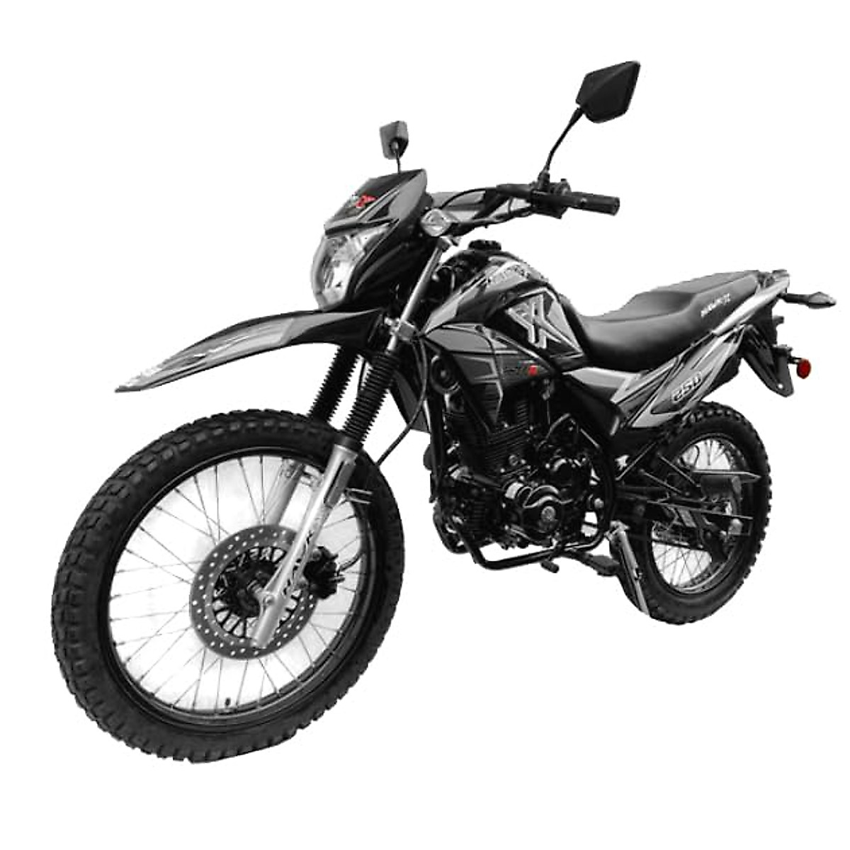 HHH New XHawk ENDURO 250cc Dirt Bike Motorcycle RPS Dual Sports Bike Dirtbike Enduro Bike Adult Motorcycle Bike 250cc 5 Speed Manual Clutch STREET Scooter - Color Black