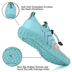 WateLves Water Shoes Mens Womens Beach Swim Shoes Quick-Dry Aqua Socks Pool Shoes for Surf Yoga Water Aerobics (G-Pink/Blue, 39)