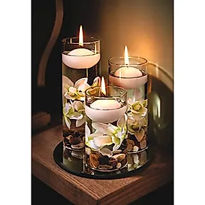 24 Pack Floating Candles, 2 Inch White Unscented Dripless Burning Candles, Simply Floating Candles, Special Events, Holiday Festivities, Party, Valentine's Day, Wedding (2 inch (24 Pack), White)