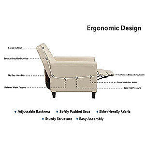 Landon Manual Pushback Recliner Chairs, Customizable Comfort in a Compact Design Reclining Chair, Small Recliners for Small Spaces with Adjustable Footrest, Linen Push Back Recliner Chair – Dark Gray