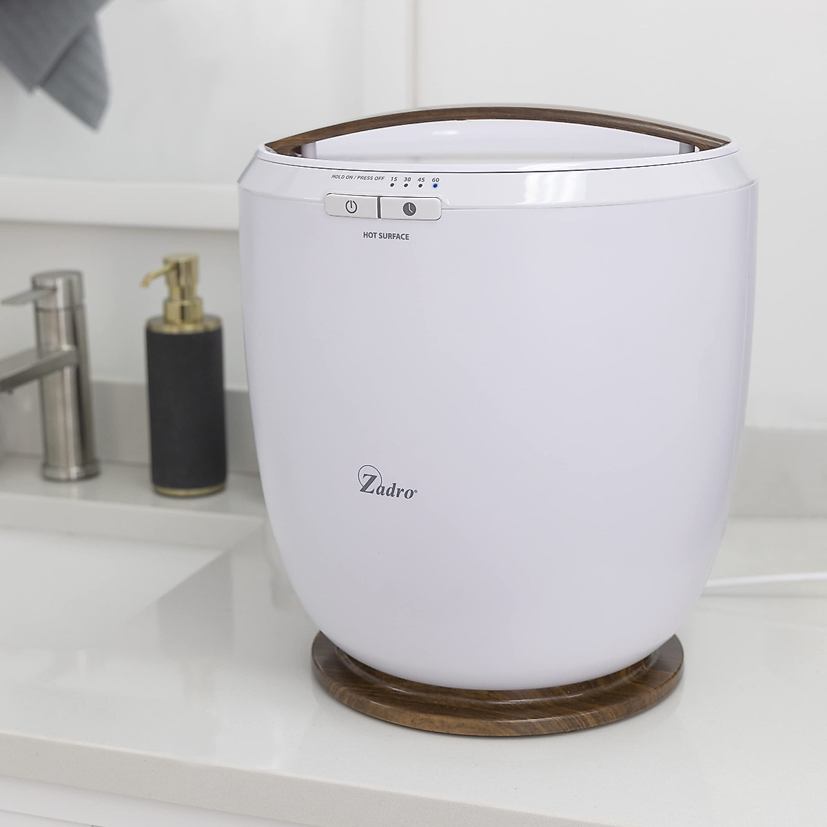 Zadro Countertop Towel Warmer, White/Oak