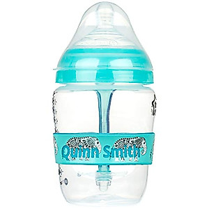 Custom Bottle Labels - 3 Pack - Silicone Bands for Baby Bottles, Kids Tumblers, and Water Flasks - Personalized Pre-Printed Name, Waterproof School and Daycare Drink Identifiers - Blue Elephants