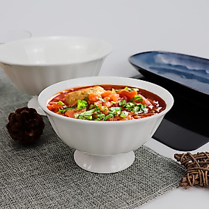 DOERDO Ceramic Footed Bowl Decorative Fruit Holder Dessert Display Stand for Kitchen Counter Centerpiece Table Decor, 6.3"x3.3"