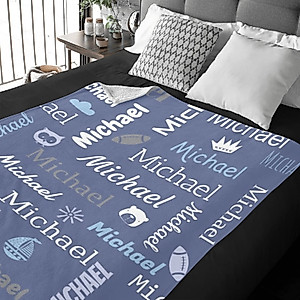 Eyesoul Personalized Baby Blanket for Boys,Newborn Swaddle Blanket with Name,Baby Boy Blankets,Custom Baby Gifts for Boys,Fleece Throw Blanket,Travel Blanket,Camping Blanket,Baby Blanket Unisex.60×80