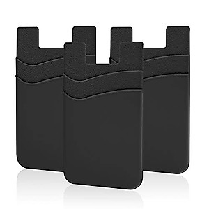 SHANSHUI Phone Wallet, Credit Card Holder for Black of Phone Wallet Stick On 2 Slots Pocket for Almost Smartphones