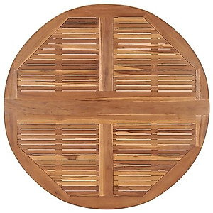 vidaXL 5 Piece Folding Patio Dining Set in Solid Teak Wood - Round Table, 4 Chairs, Outdoor Al Fresco Dining, Garden Patio Furniture, Portable and Foldable Design, Sturdy Wooden Frame